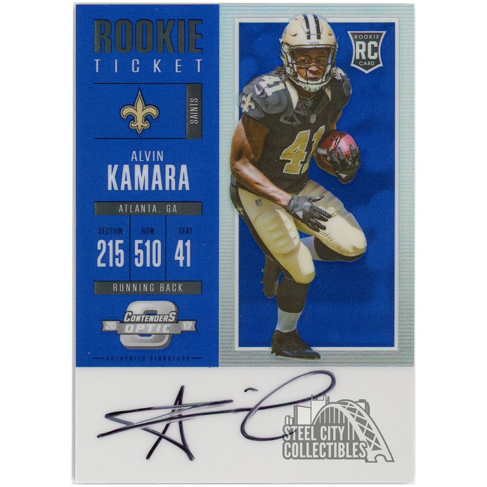 Alvin Kamara 2017 Panini Contenders Optic Blue Rookie Ticket Autograph ...