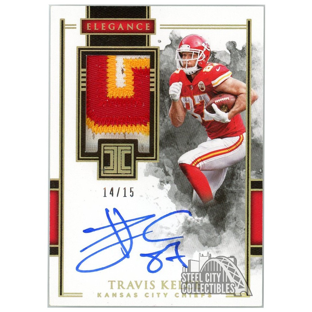 Travis Kelce 2018 Panini Impeccable Elegance Patch Autograph Card #EVP ...