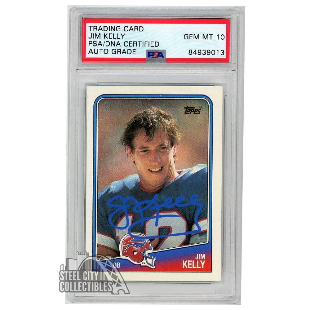 Jim Kelly 1988 Topps Autograph Card #221 PSA/DNA 10 (Light Blue ...