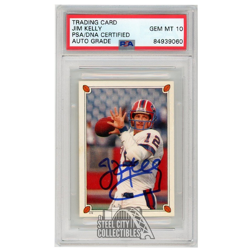Jim Kelly 1987 Topps Sticker Autograph Rookie Card #172 PSA/DNA 10 ...