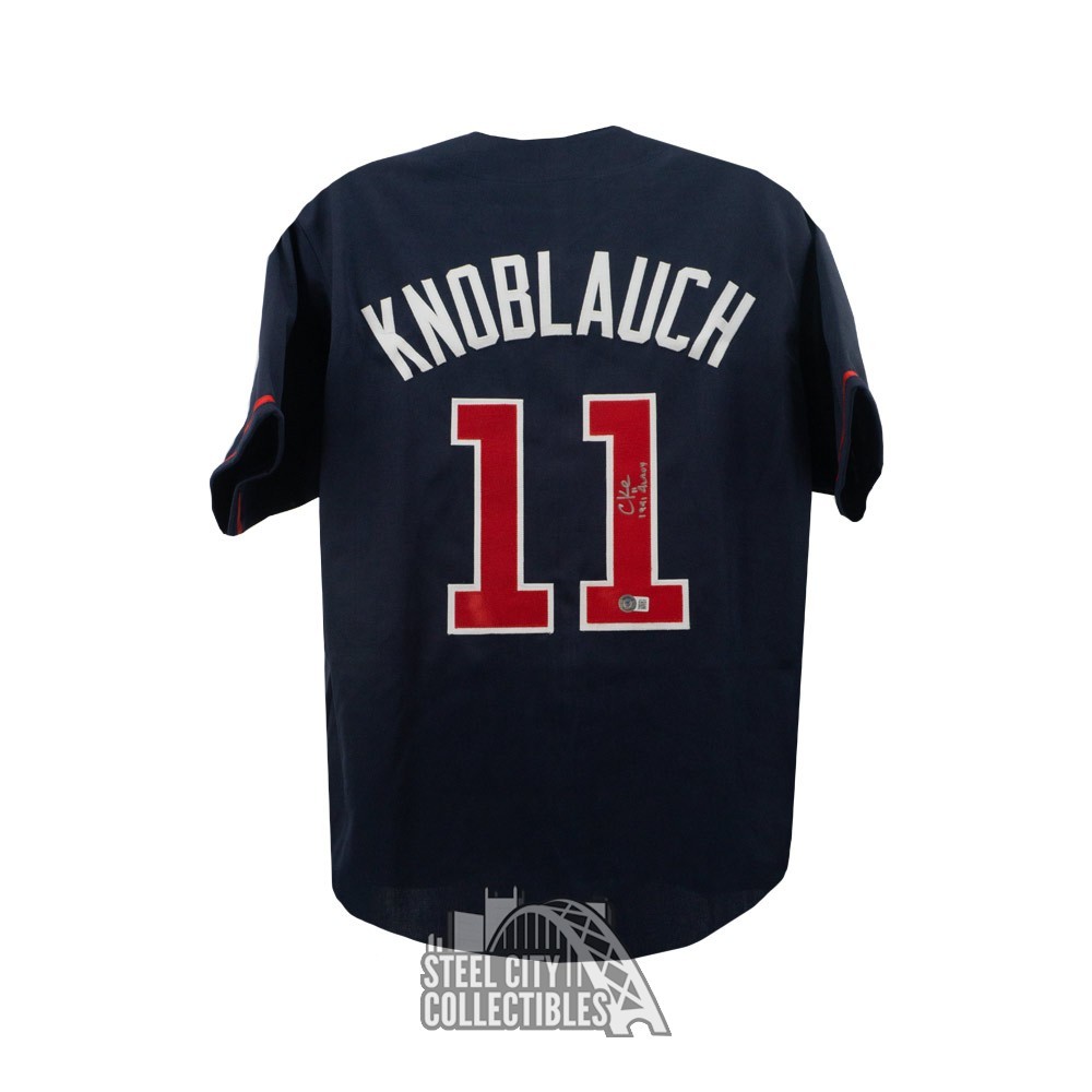 Chuck Knoblauch Autographed Minnesota 91 ALROY Custom Navy Baseball ...