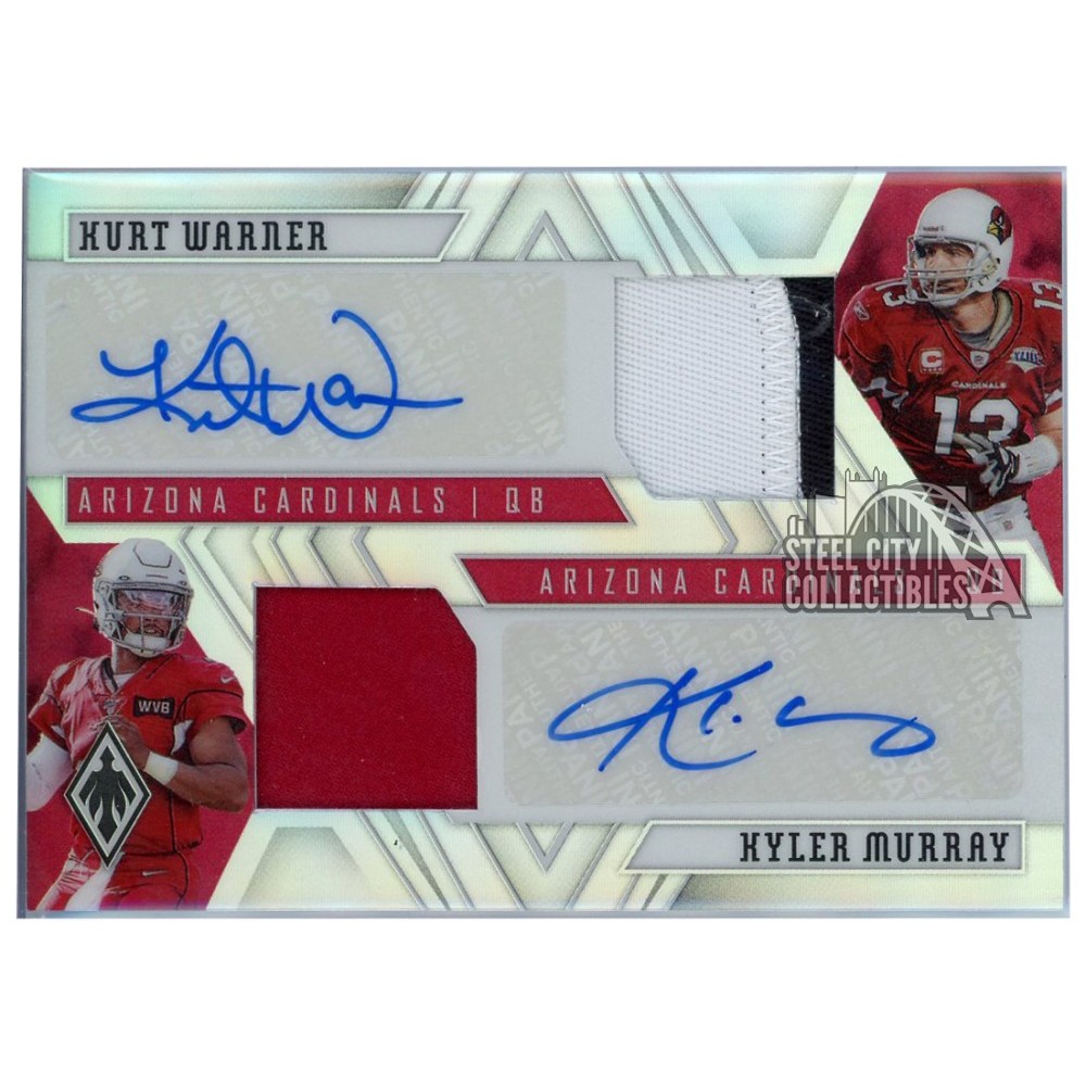 Kurt Warner, Kyler Murray 2020 Panini Phoenix Dual Autograph Patch Card ...
