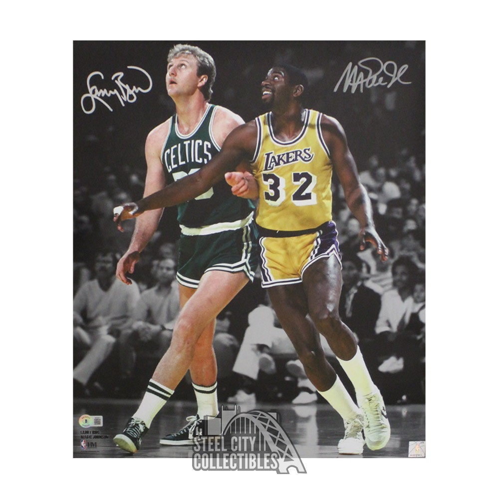 Larry Bird Magic Johnson Autographed 16x20 Basketball Photo - BAS | Steel City Collectibles