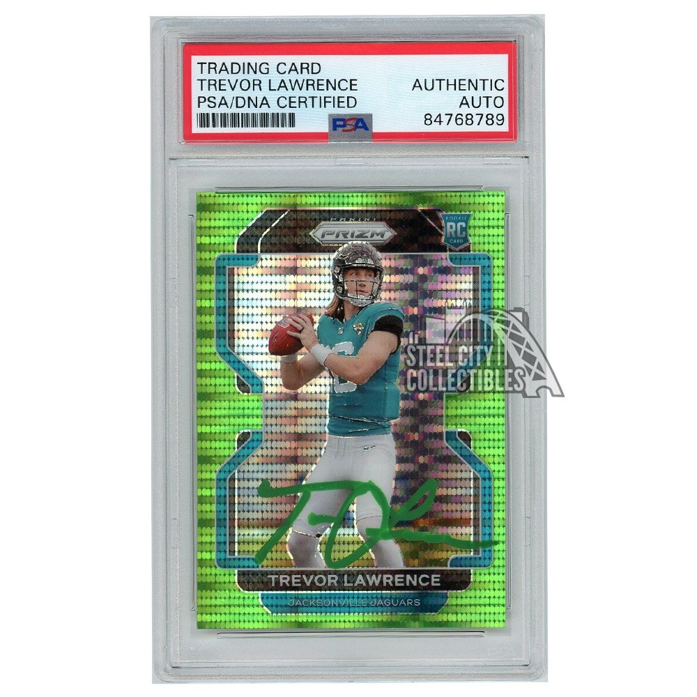 Trevor Lawrence 2021 Panini Prizm Neon Green Pulsar Autograph RC Card ...