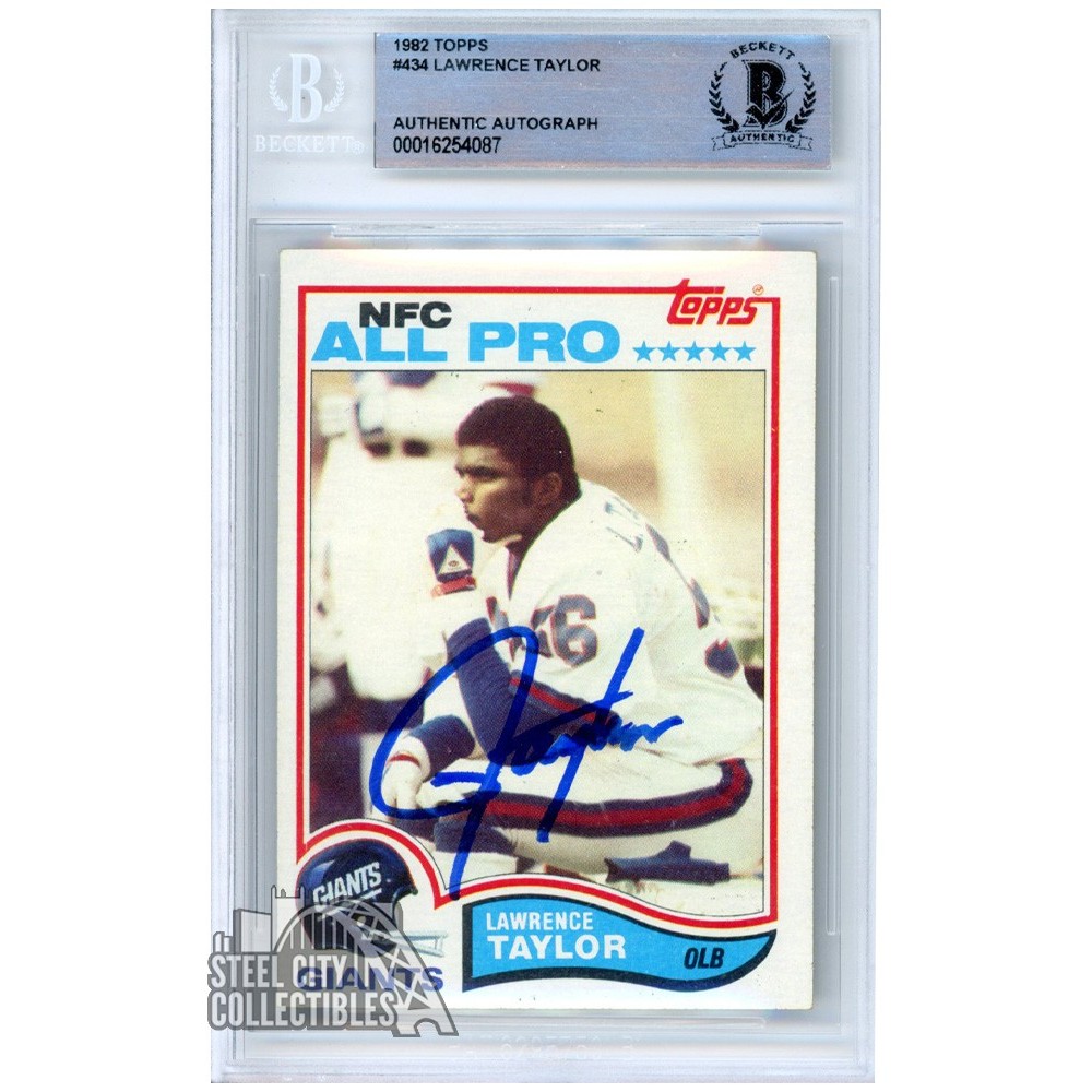 Lawrence Taylor 1982 Topps Football Autograph Rookie Card #434 BAS ...
