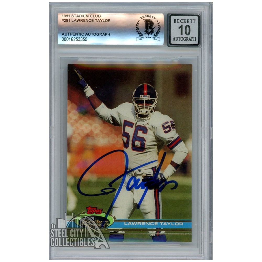Lawrence Taylor 1991 Stadium Club Football Autograph Card #281 BAS 10 ...