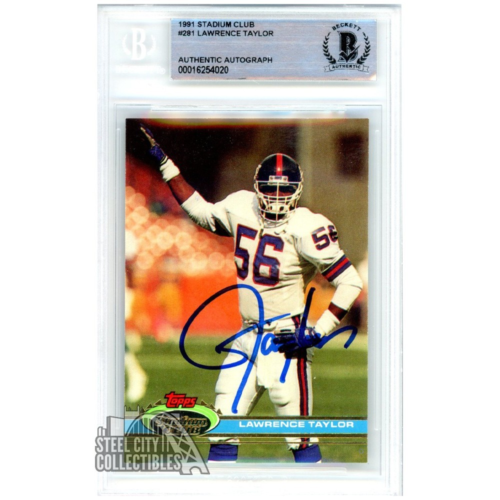 Lawrence Taylor 1991 Stadium Club Autograph Football Card #281 BAS ...