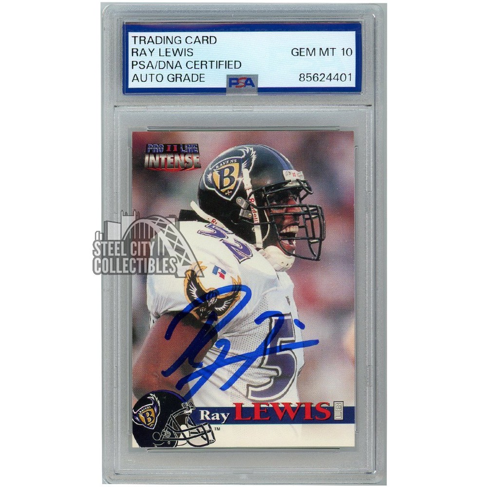 Ray Lewis 1996 Pro Line II Intense Autograph Rookie Card #59 PSA/DNA 10 ...