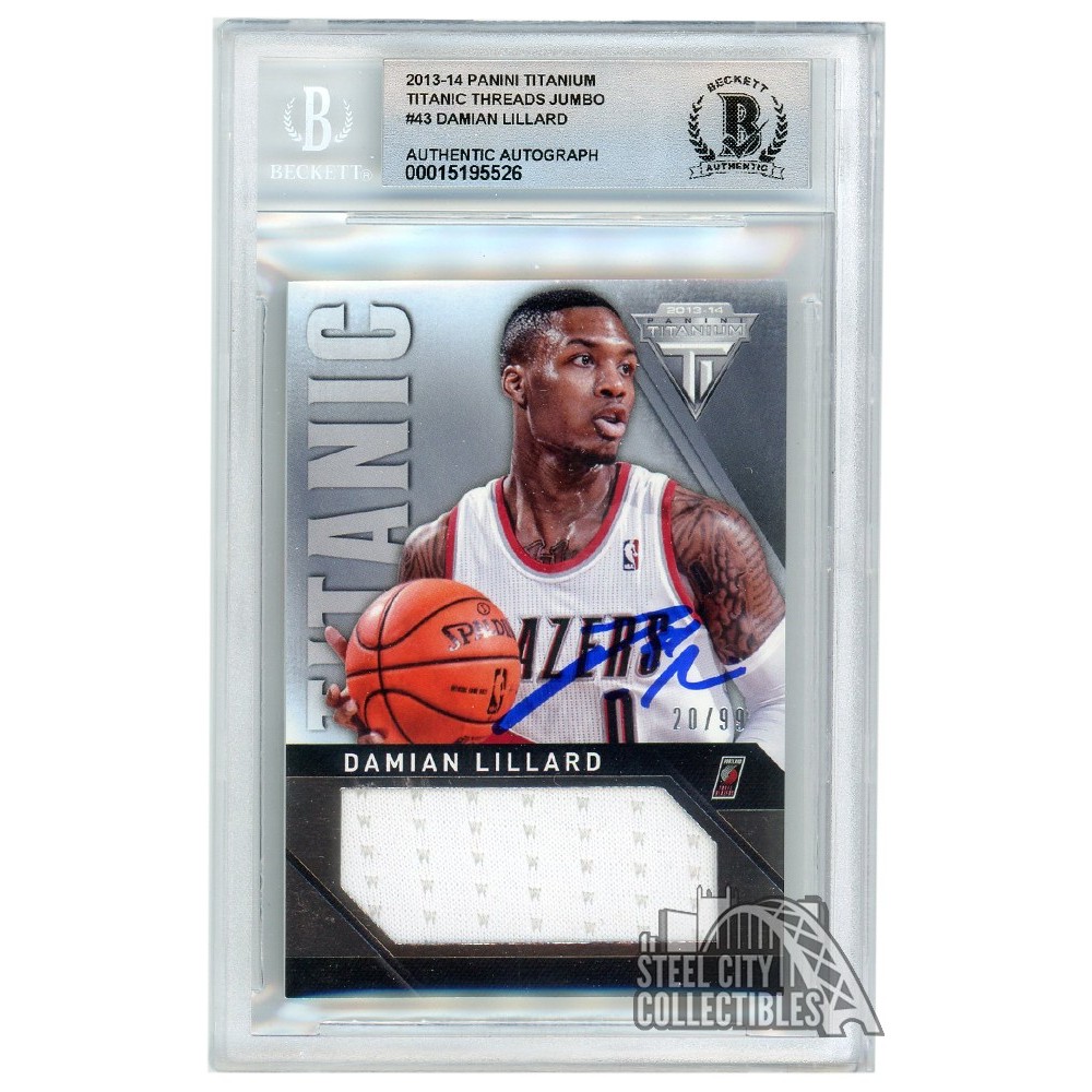Damian Lillard 2013-14 Panini Titanium Titanic Threads Jumbo Autograph ...