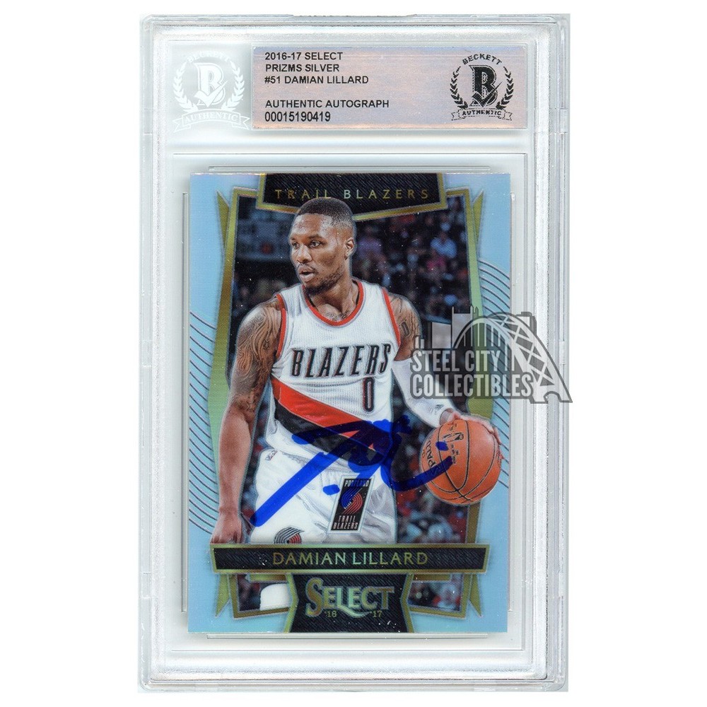 Damian Lillard 2016-17 Panini Select Silver Autograph Card #51 BAS ...