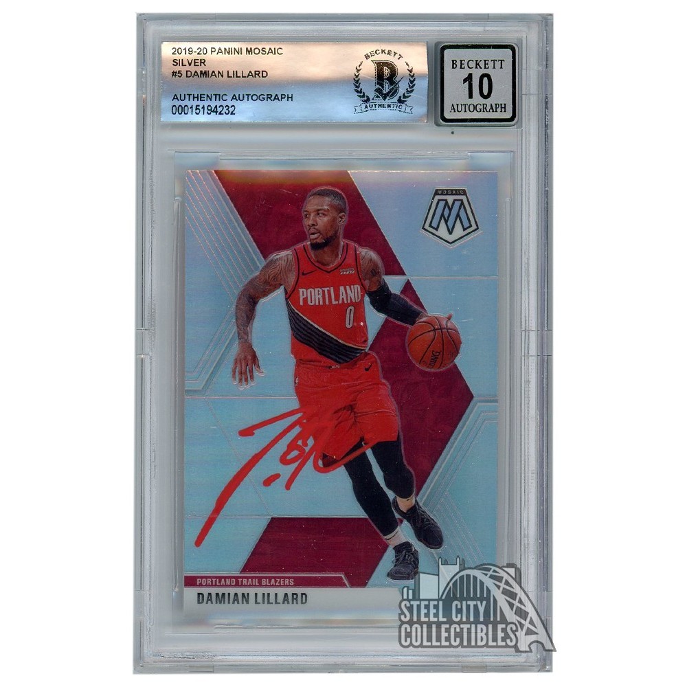 Damian Lillard 2019-20 Panini Mosaic Silver Autograph Card #5 BAS 10 ...