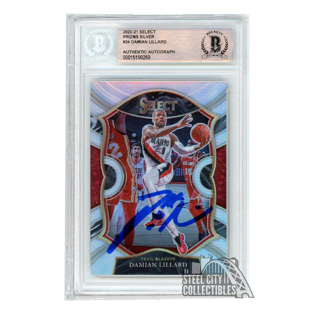 Damian Lillard 2020-21 Panini Select Concourse Silver Autograph Card ...