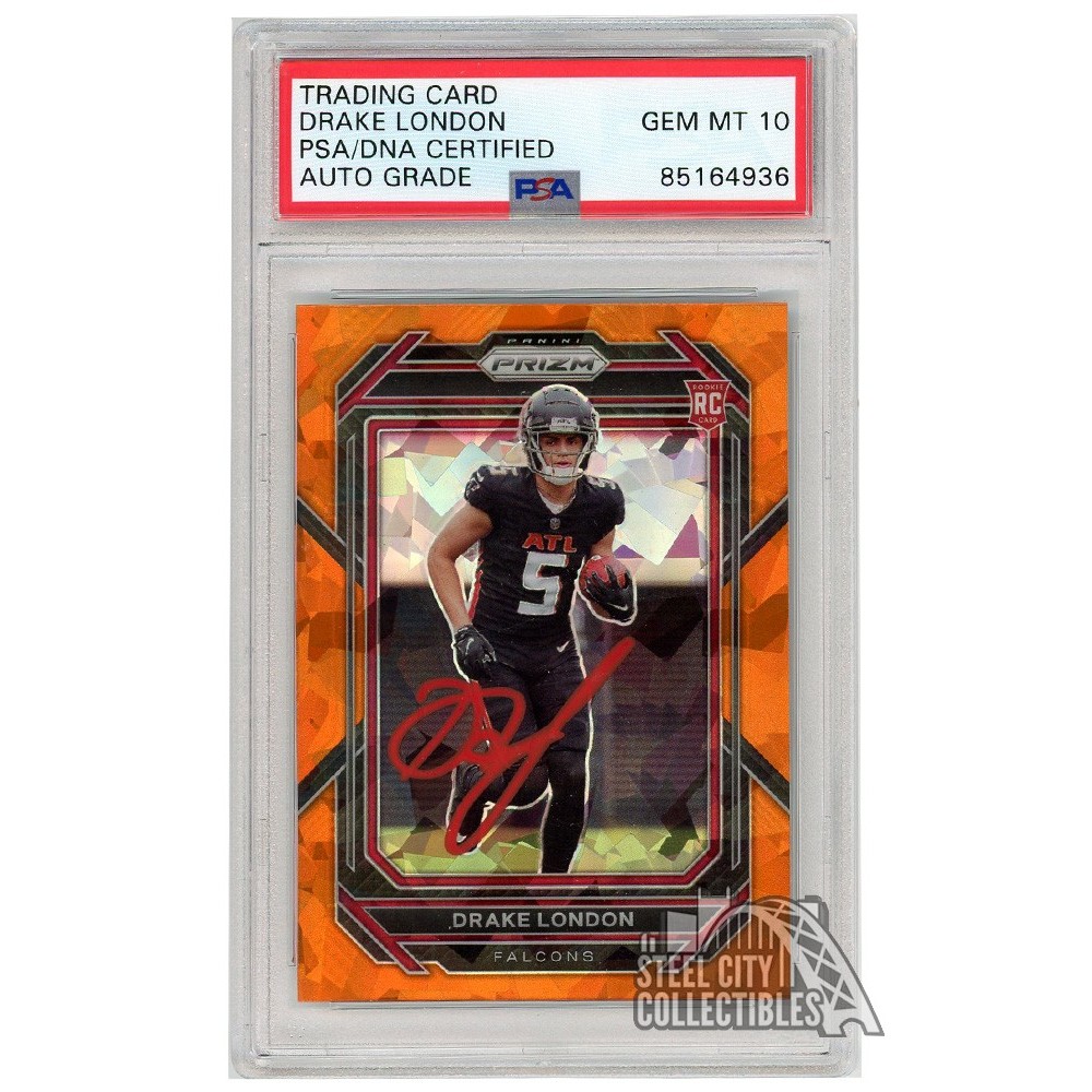Drake London 2022 Panini Prizm Orange Ice Autograph Rookie Card #308 ...