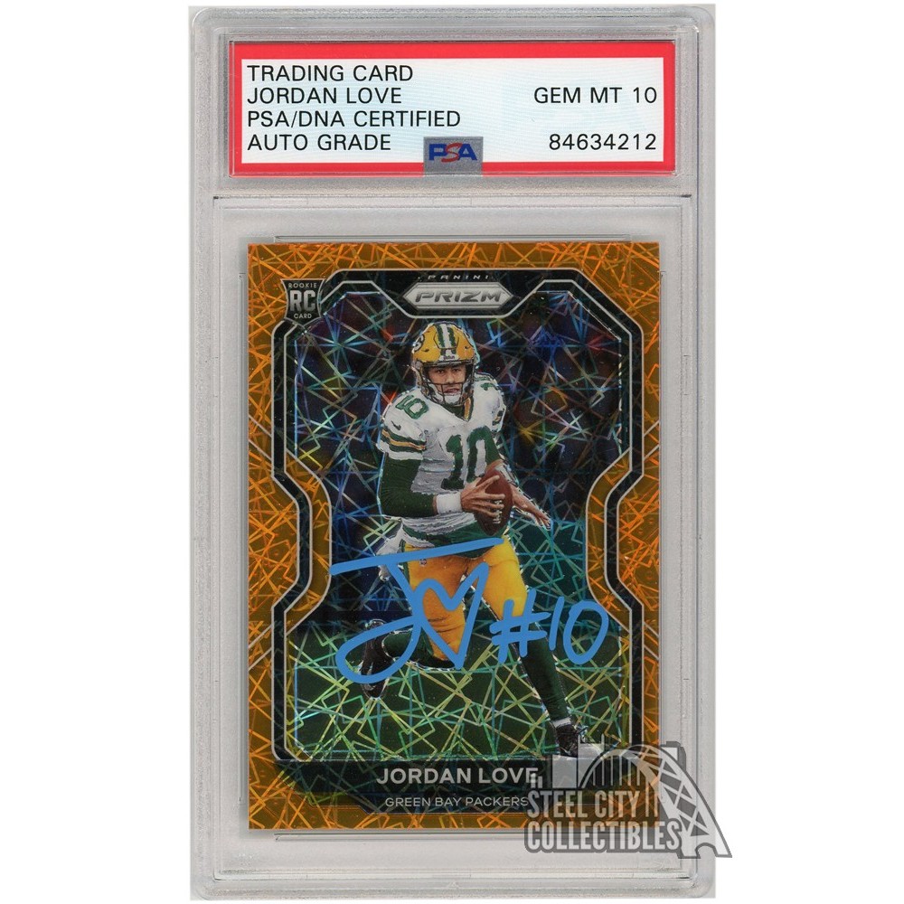 Jordan Love 2020 Panini Prizm Orange Lazer Autograph RC Card #363 PSA ...