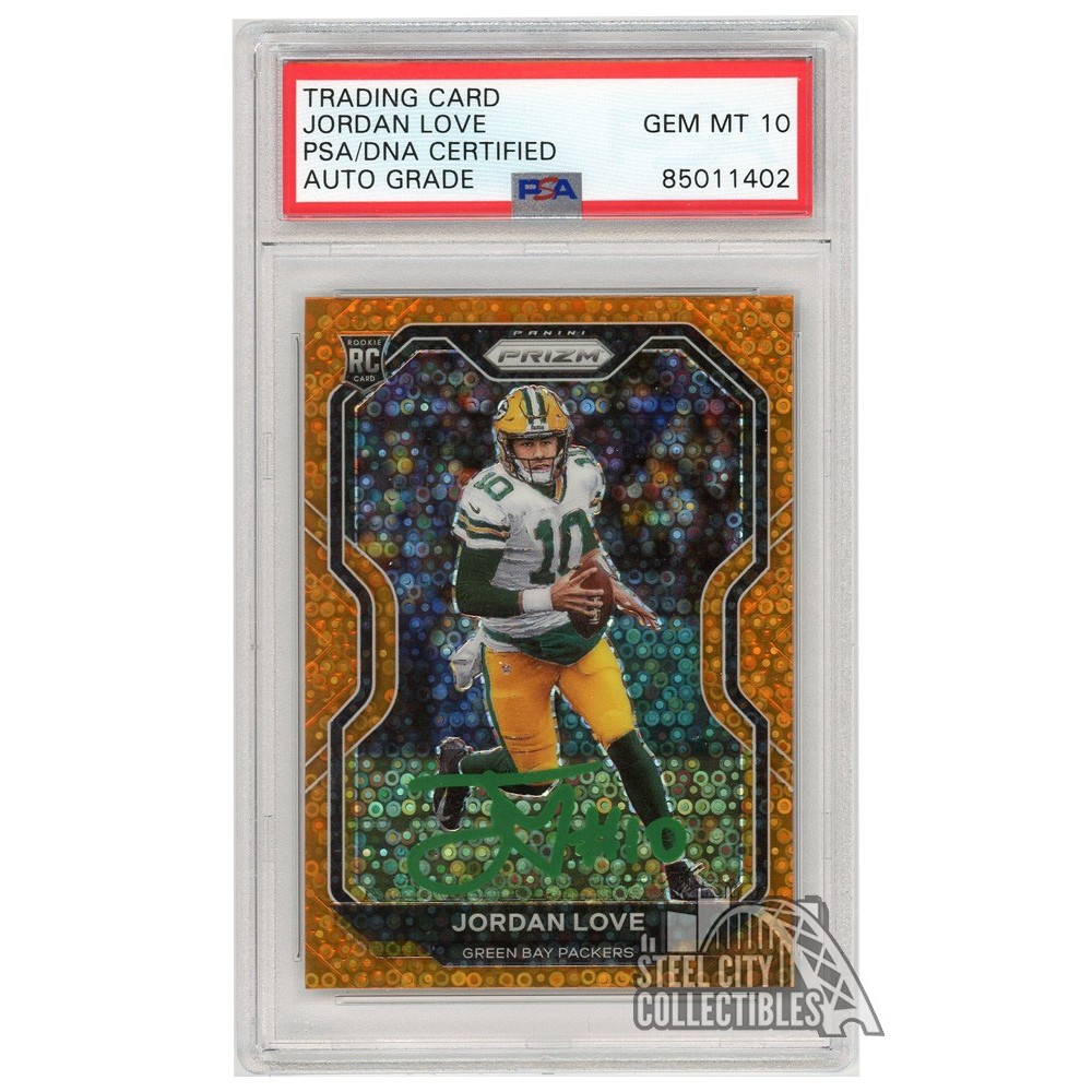 Jordan Love 2020 Panini Prizm Orange Disco Autograph RC Card #363 PSA ...