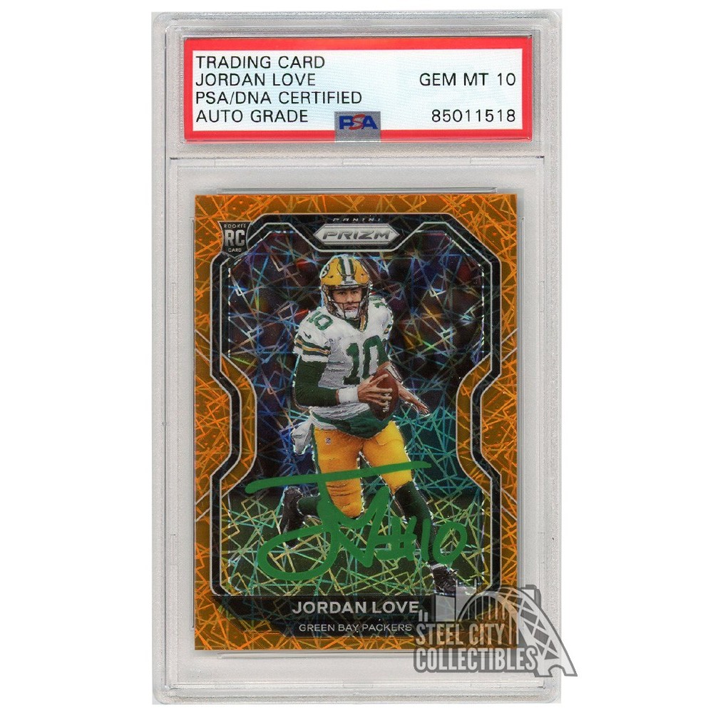 Jordan Love 2020 Panini Prizm Orange Lazer Autograph RC Card #363 PSA ...