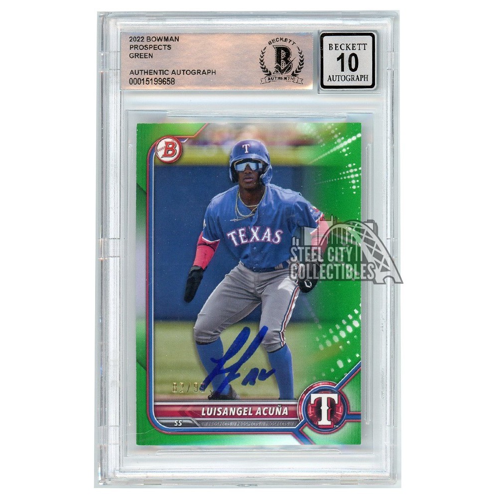 Luisangel Acuna 2022 Bowman Green Autograph Card #BP-72 82/99 BAS 10 ...