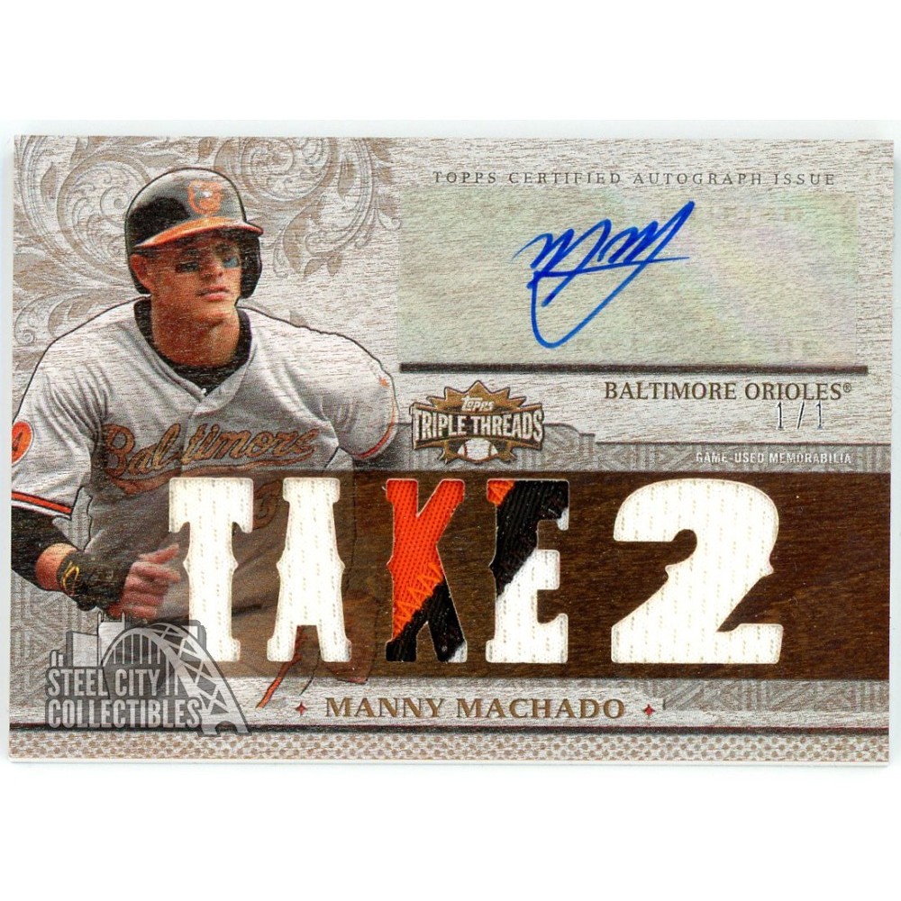Manny Machado 2014 Topps Triple Threads Triple Patch Auto Card #TTAR ...