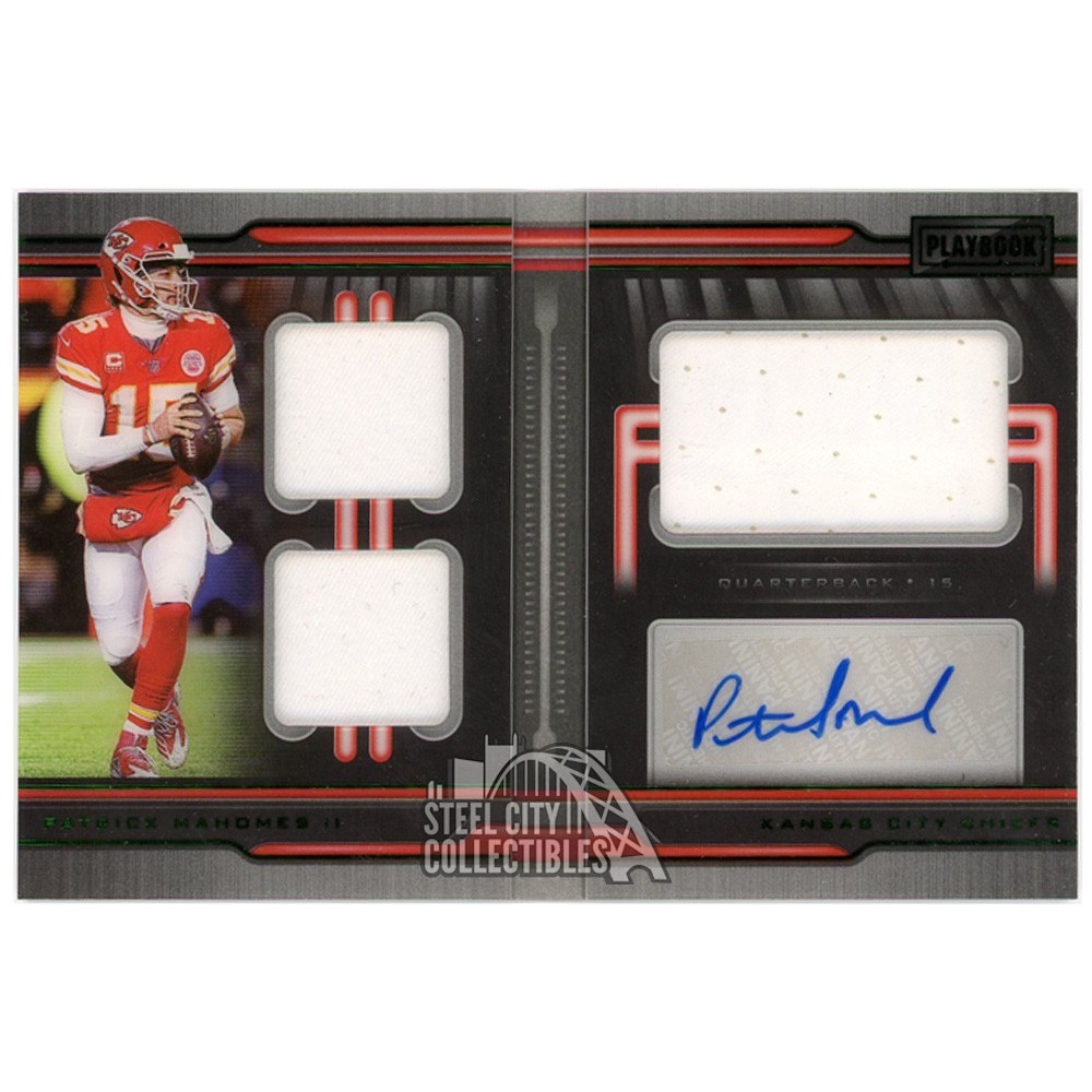Patrick Mahomes 2019 Panini Playbook Green Material Autograph Booklet # ...