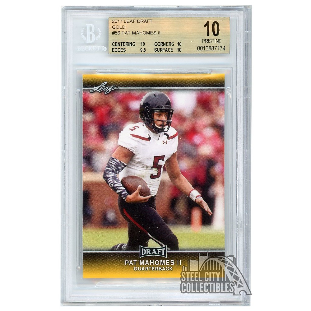Patrick Mahomes 2017 Leaf Draft Gold Rookie Card #56 BGS 10 Pristine ...