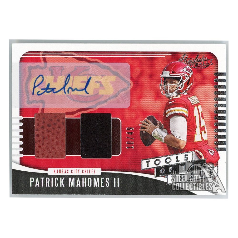 Patrick Mahomes 2019 Panini Absolute Tools of the Trade Autograph Card ...