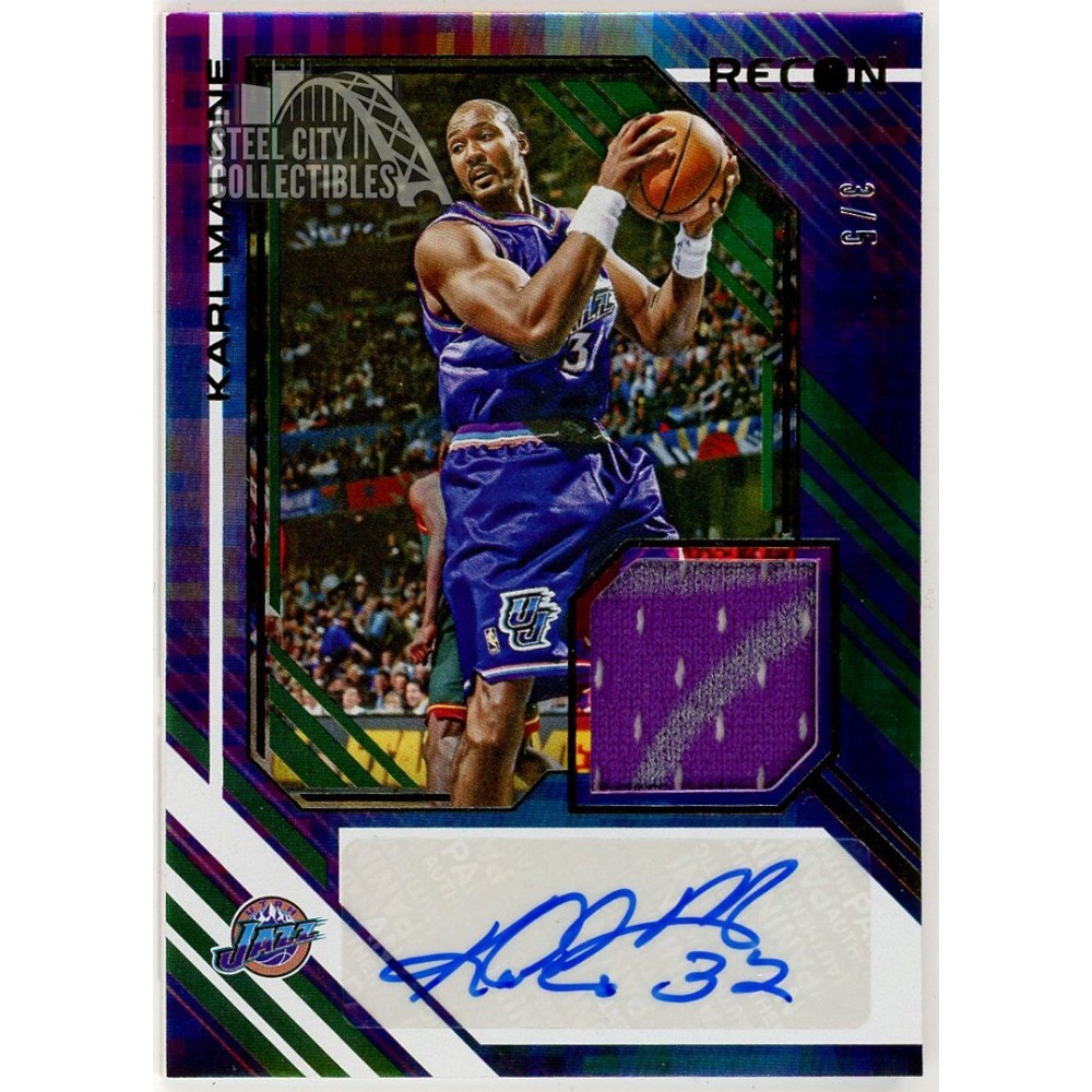Karl Malone 2021-22 Panini Recon Patch Autograph Card #JA-KML 3/5 ...