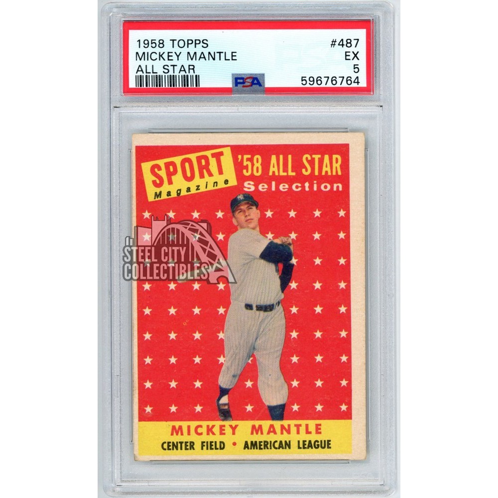 Mickey Mantle 1958 Topps All Star Card #487 PSA 5 EX (764) | Steel City ...