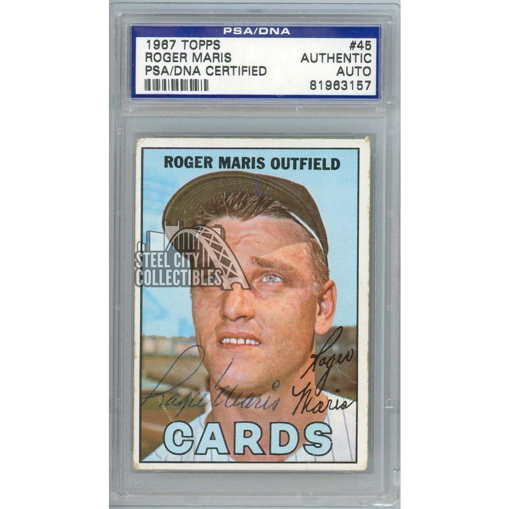 Roger Maris 1967 Topps Autograph Card #45 PSA/DNA | Steel City Collectibles