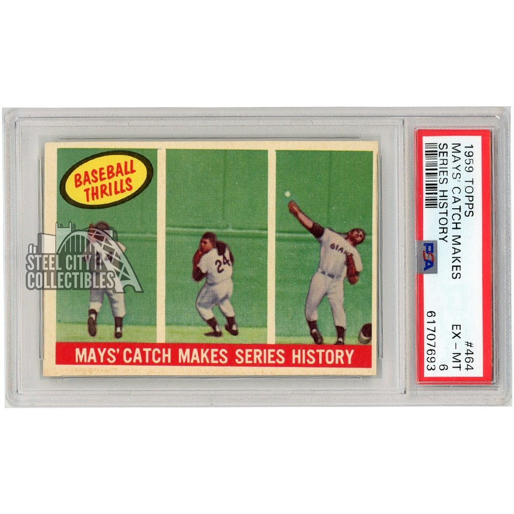 Willie Mays 1959 Topps Mays' Catch Makes Series History #464 PSA 6 ...
