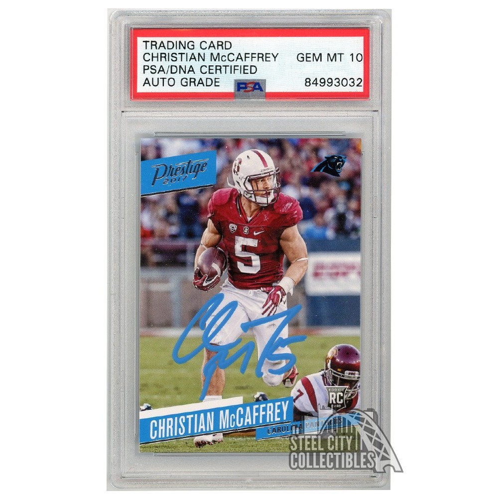 Christian McCaffrey 2017 Panini Prestige Autograph Rookie Card #215 PSA ...