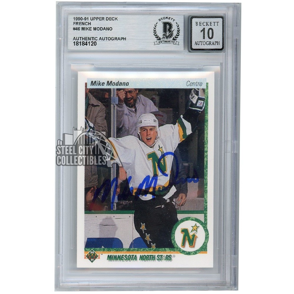 Mike Modano 1990-91 Upper Deck French Rookie Autograph Card #46 BAS 10 ...