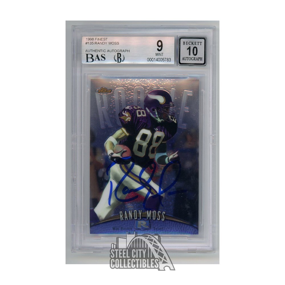 Randy Moss 1998 Topps Finest Autograph Rookie Card #135 BGS 9 BAS 10 ...