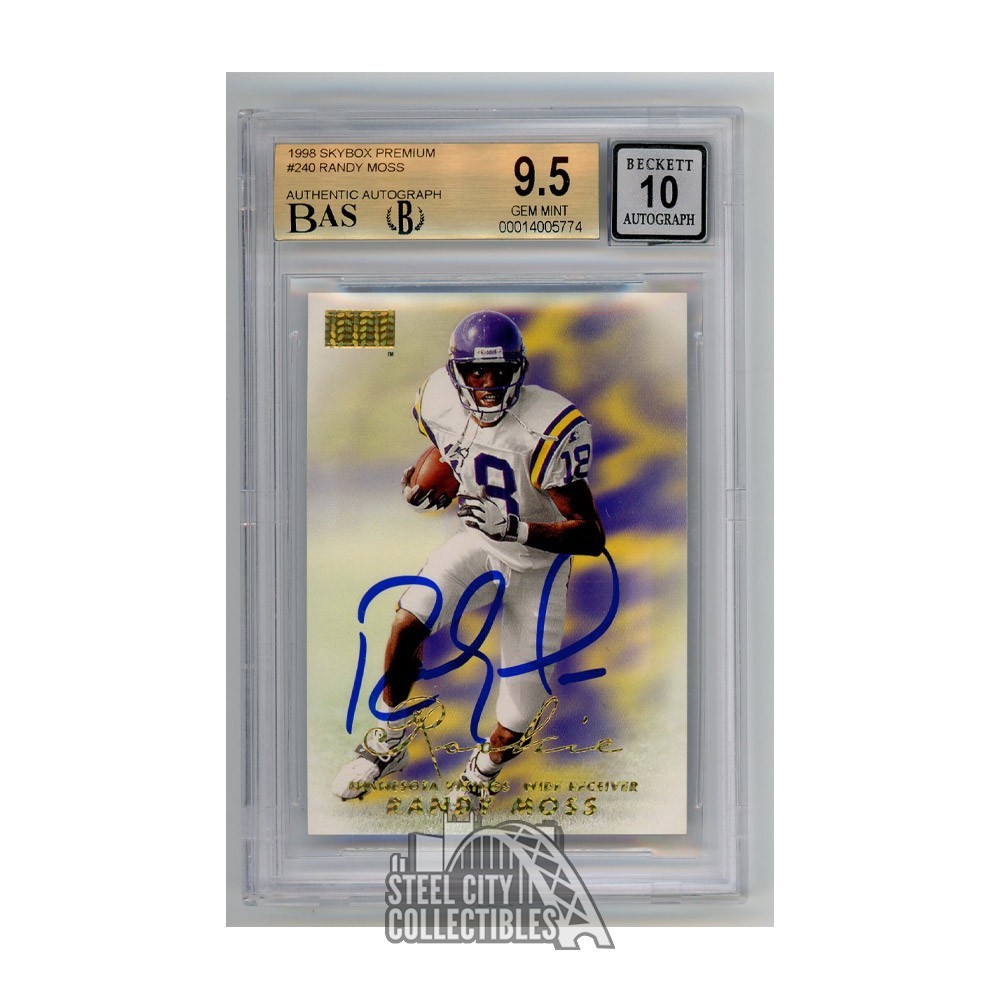 Randy Moss 1998 Skybox Premium Autograph Rookie Card #240 BGS 9.5 BAS ...