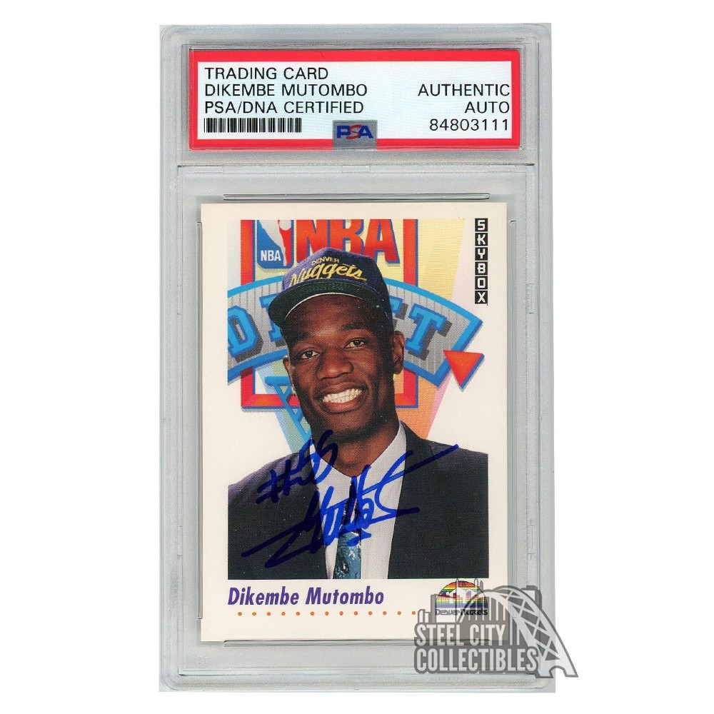 Dikembe Mutombo 1991-92 Skybox Autograph Rookie Card #516 PSA/DNA ...