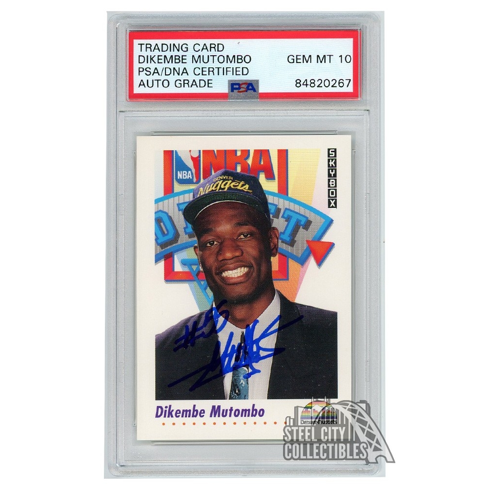Dikembe Mutombo 1991-92 Skybox Autograph Rookie Card #516 PSA/DNA 10 ...