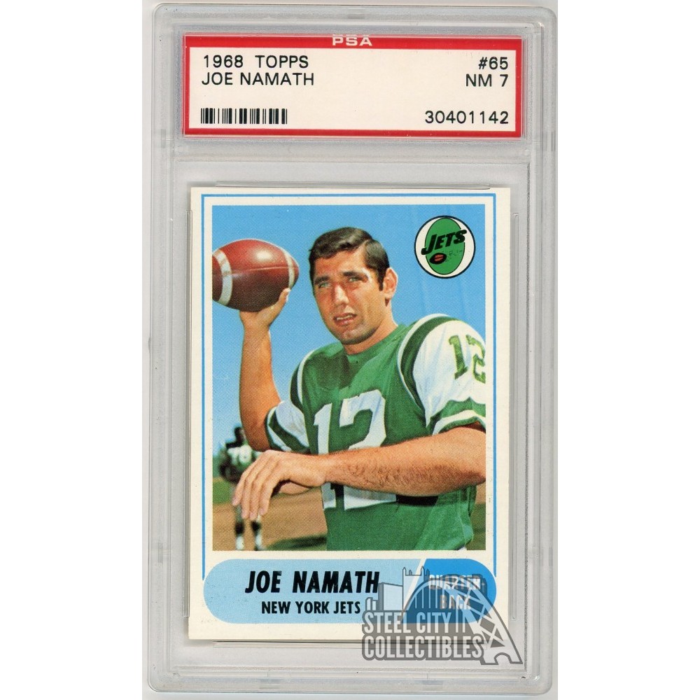 Joe Namath 1968 Topps Football Card #65 PSA 7 NM (142) | Steel City ...