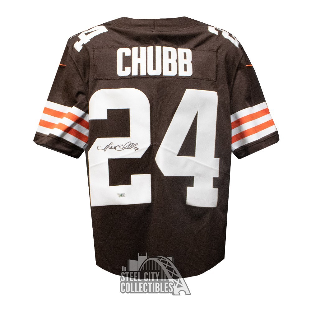 Nick Chubb Autographed Cleveland Browns Limited Brown Football Jersey ...