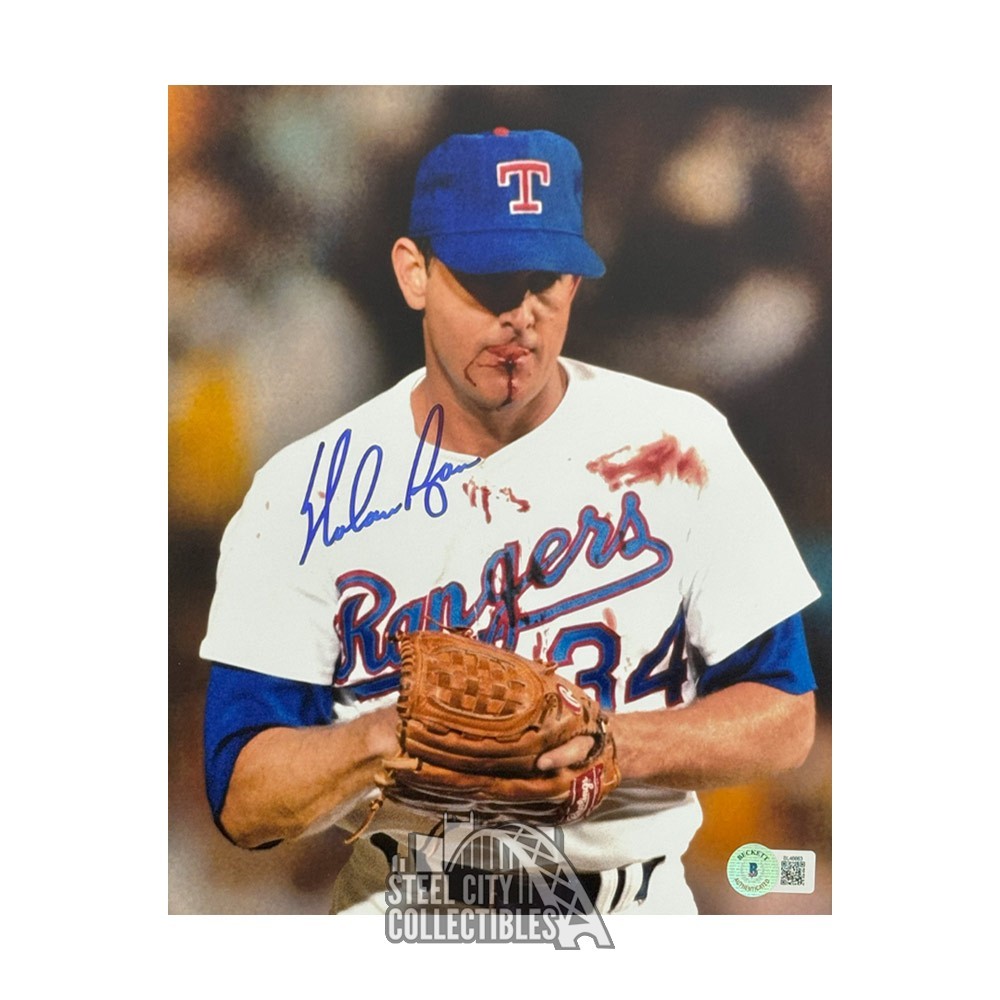 Nolan Ryan Autographed Texas 8x10 Baseball Photo - BAS (Bloody) | Steel ...
