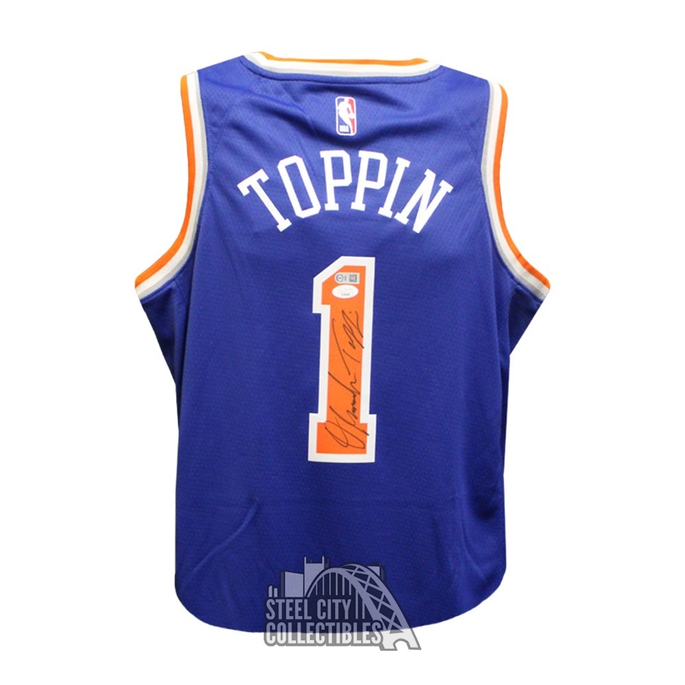 Obi Toppin Autograph New York Blue Full Name Swingman Basketball Jersey ...