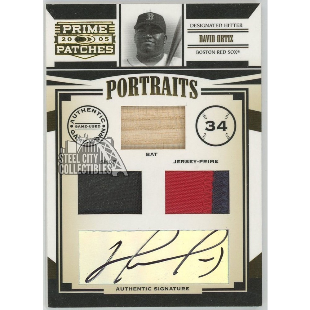 David Ortiz 2005 Donruss Portraits Prime Patches Triple Relic Auto Card ...