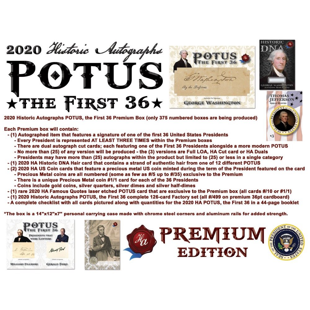 2020 Historic Autographs POTUS - The First 36 Premium Box | Steel City ...