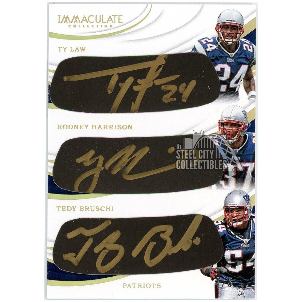 Ty Law Rodney Harrison Tedy Bruschi 2019 Immaculate Eye Black Triple ...
