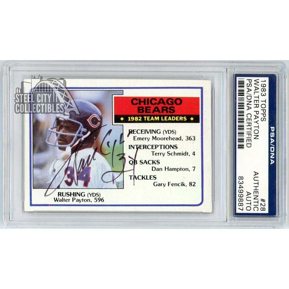 Walter Payton 1983 Topps Team Leaders Autograph Card #28 PSA/DNA ...