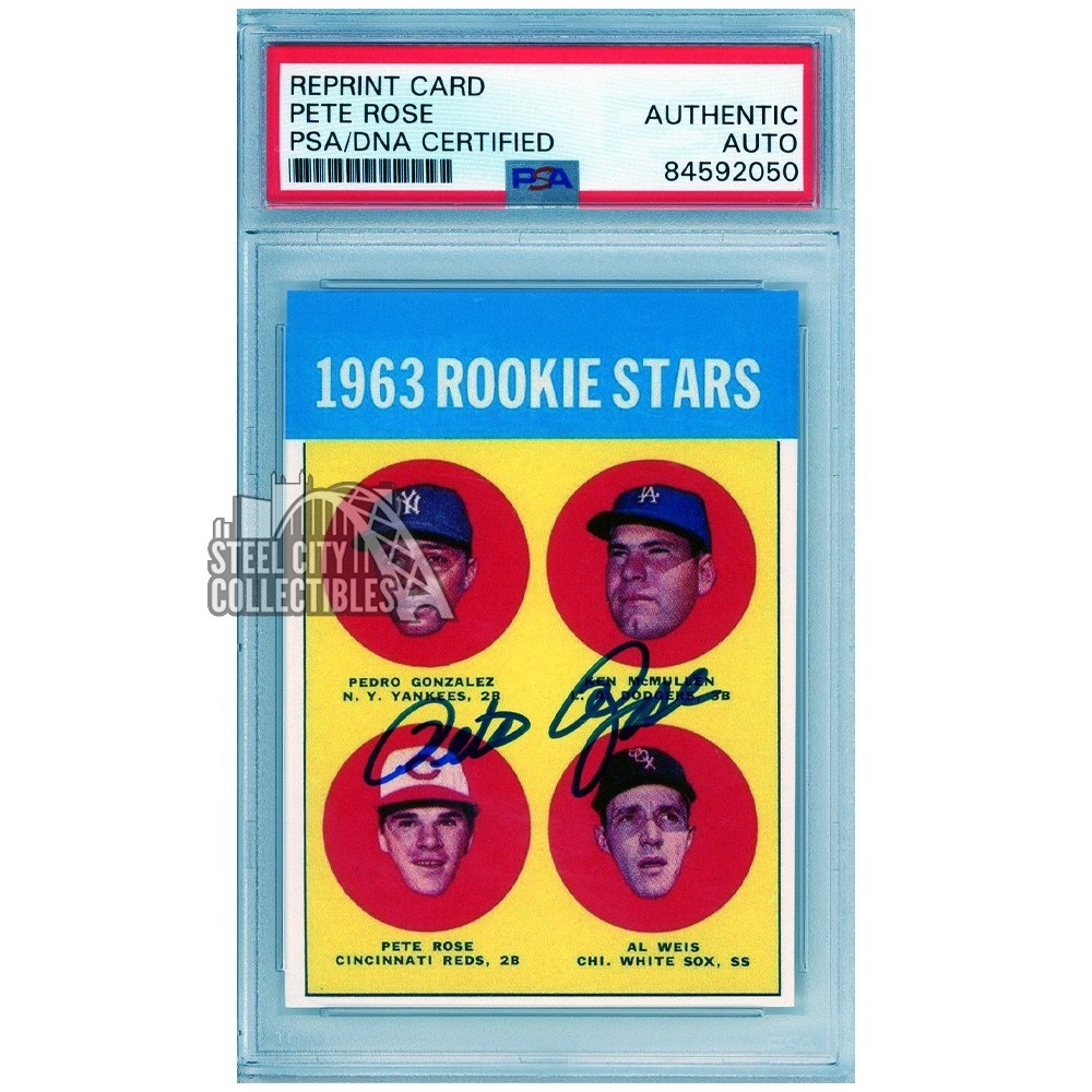 Pete Rose 1963 Topps Rookie Reprint Autograph Card #537 PSA/DNA | Steel ...