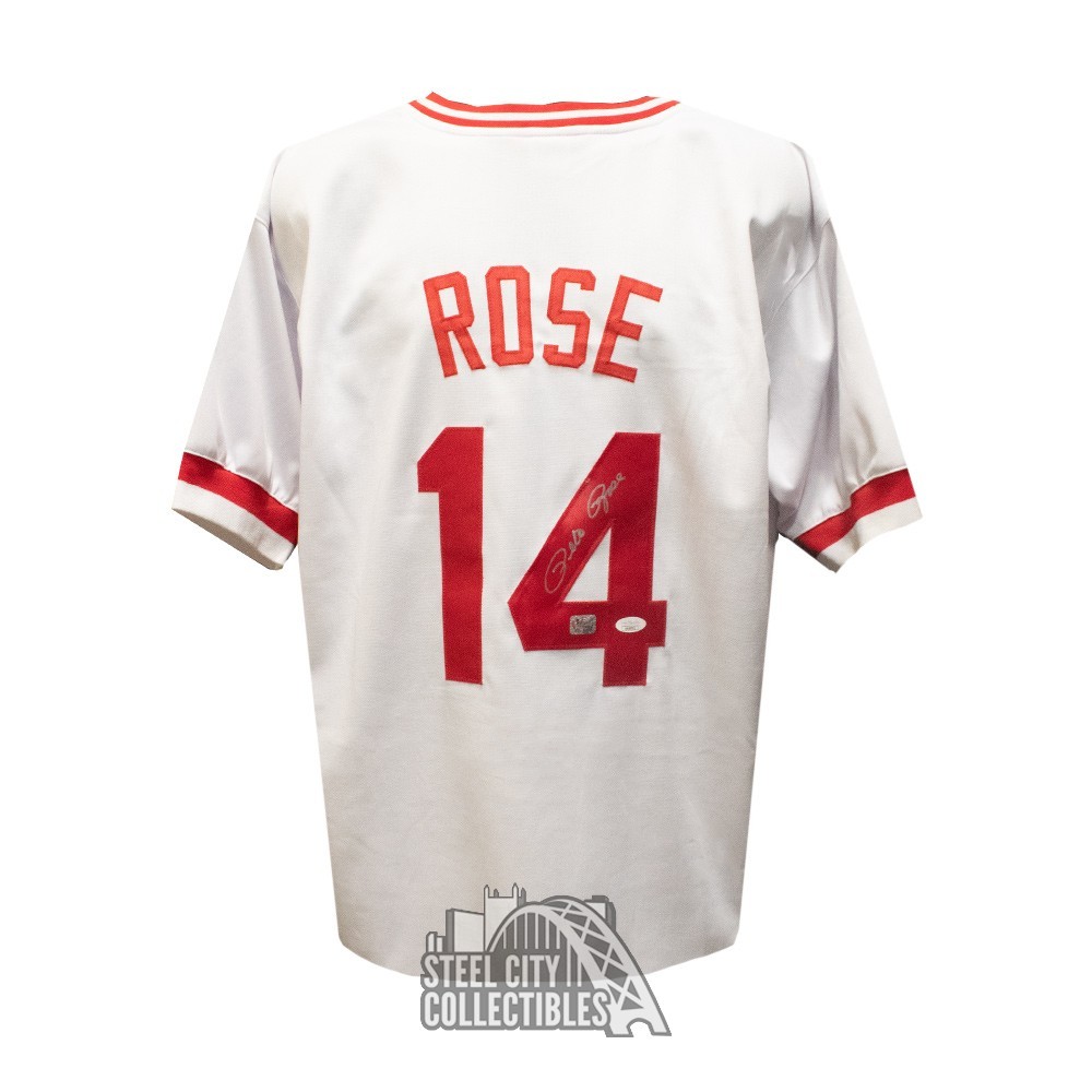 Pete Rose Autographed Cincinnati Custom White Baseball Jersey - JSA ...