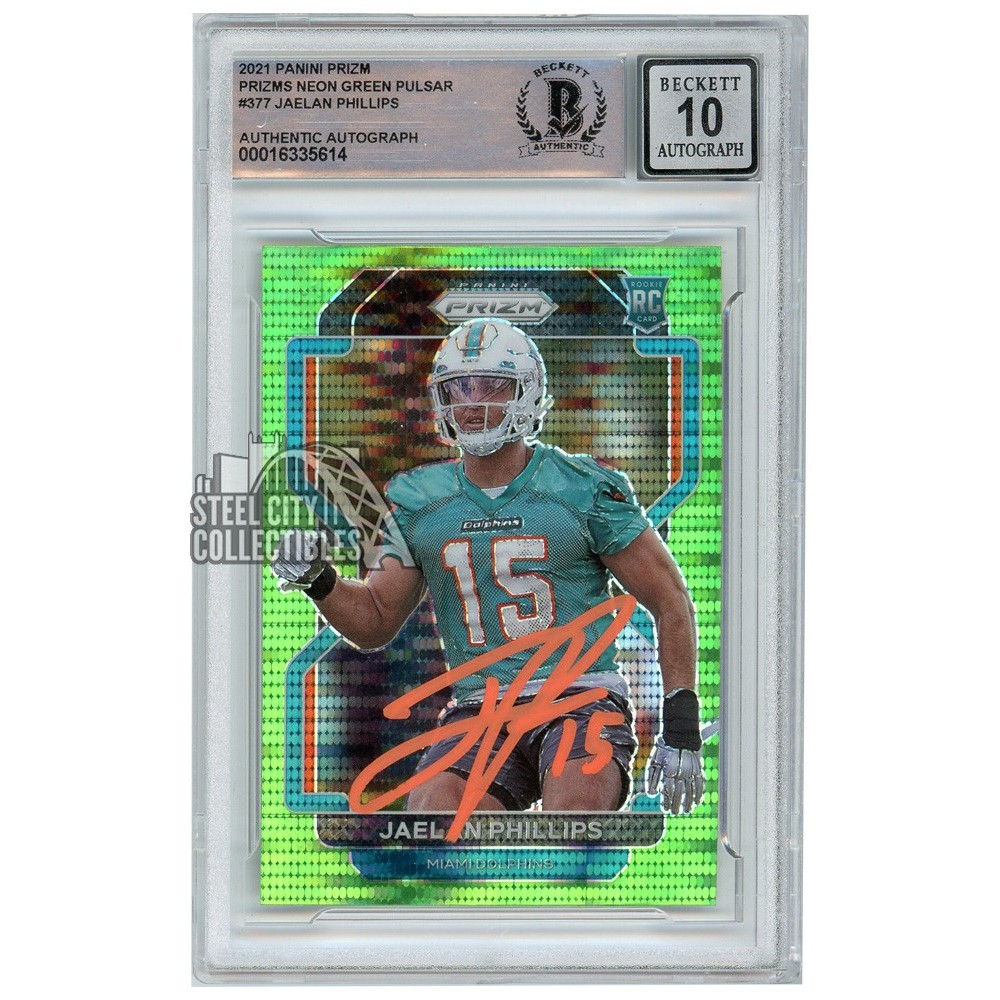 Jaelan Phillips 2021 Panini Prizm Neon Green Pulsar Autograph Rookie ...
