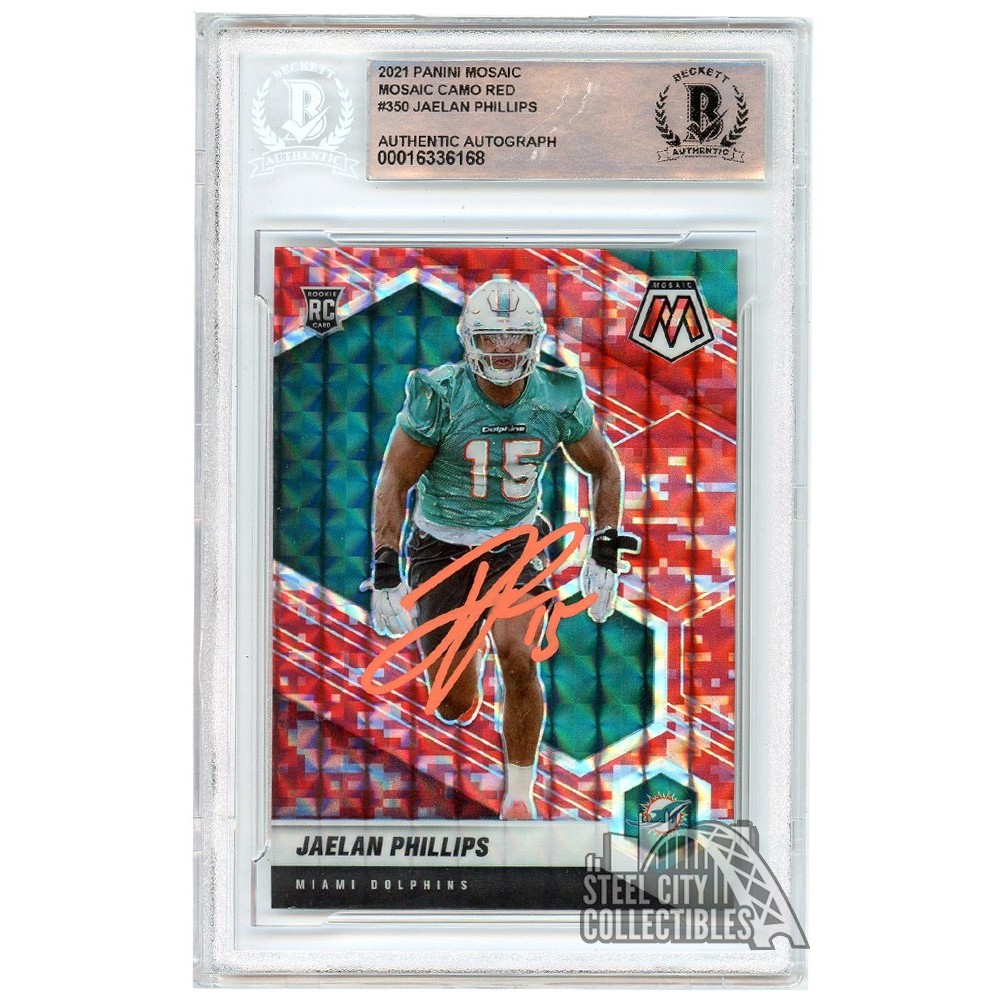 Jaelan Phillips 2021 Panini Mosaic Camo Red Autograph Rookie Card #350 ...