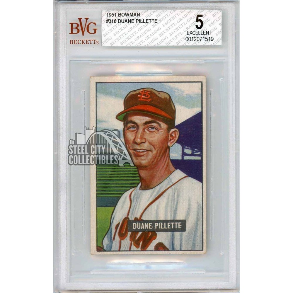 Duane Pillette 1951 Bowman Baseball Card #316 BVG 5 | Steel City ...