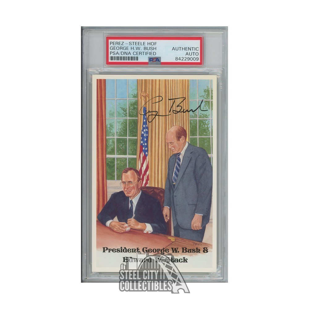 George H W Bush Autographed Perez - Steele Postcard - PSA/DNA | Steel ...