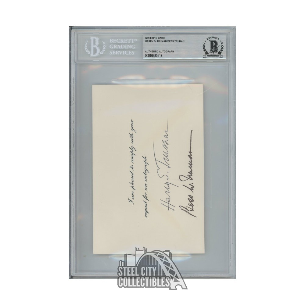 Harry S Truman & Bess Truman Autographed Greeting Card - BAS | Steel ...